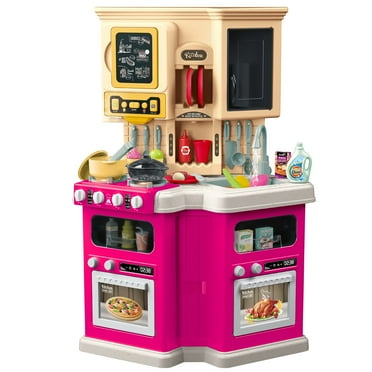 Costway 2-in-1 Kids Play Kitchen & Restaurant - Double-Sided Wooden Set ...
