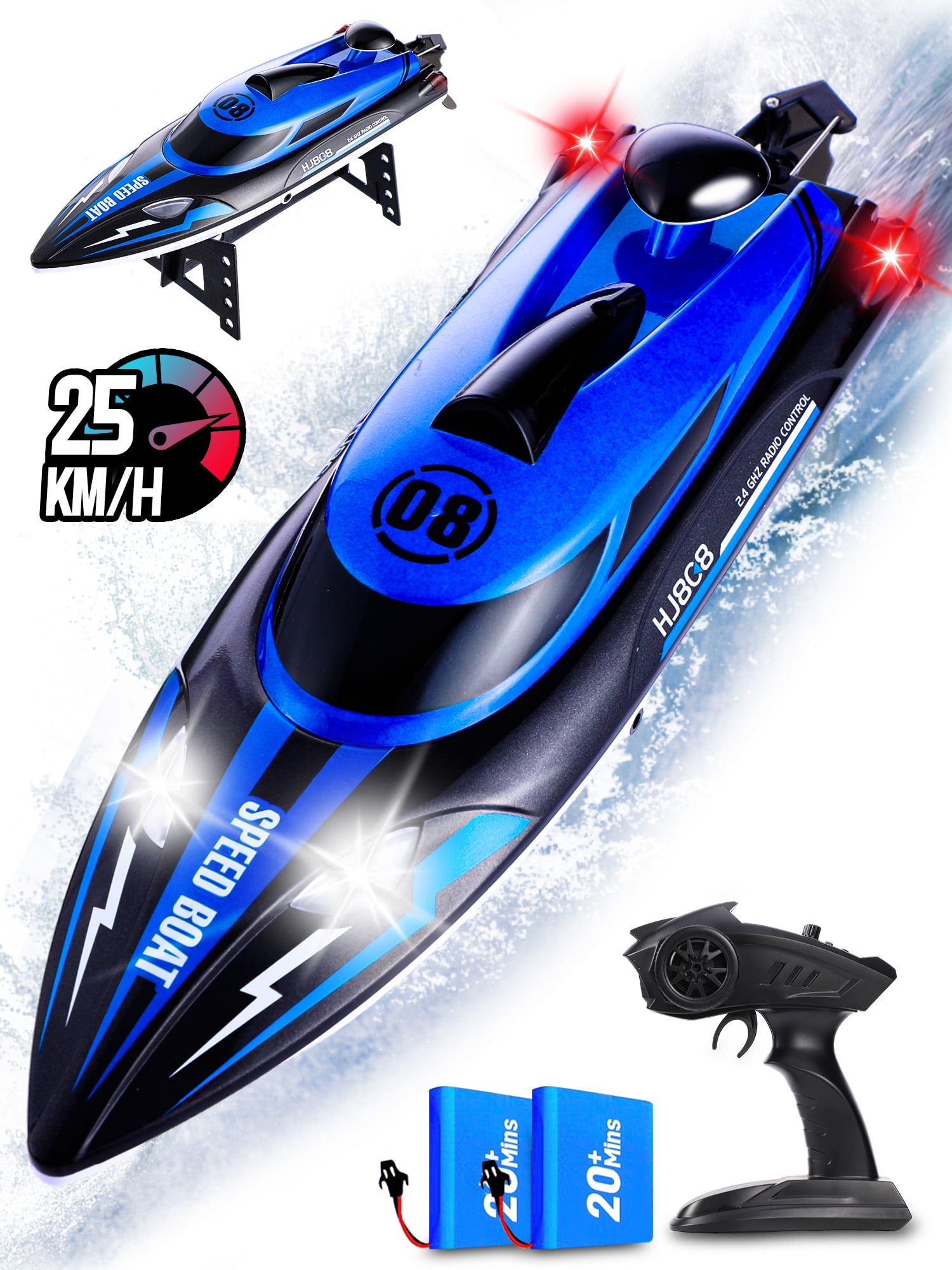 Wisairt RC Boat,25 Km/h High Speed Remote Control Boat for Pools and ...