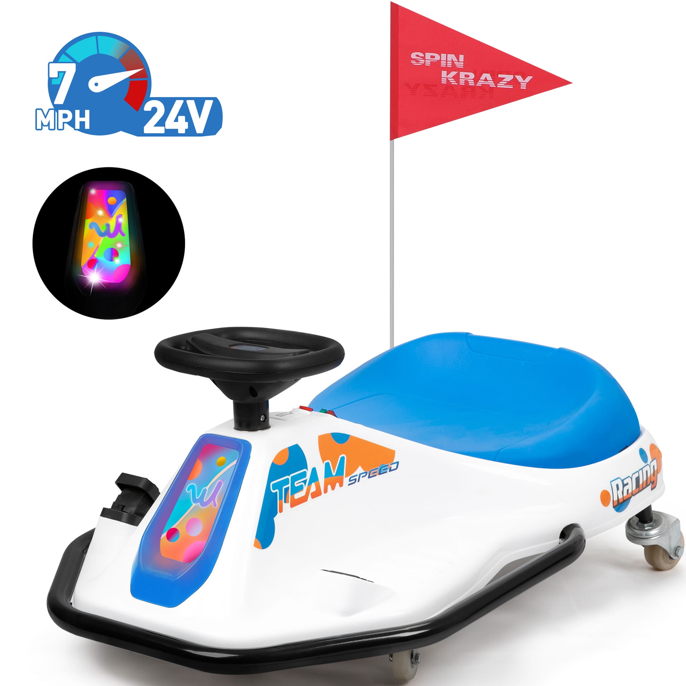 Wisairt 24V Kids Drift Go Kart, Electric Powered with 2 Speeds, Sound ...