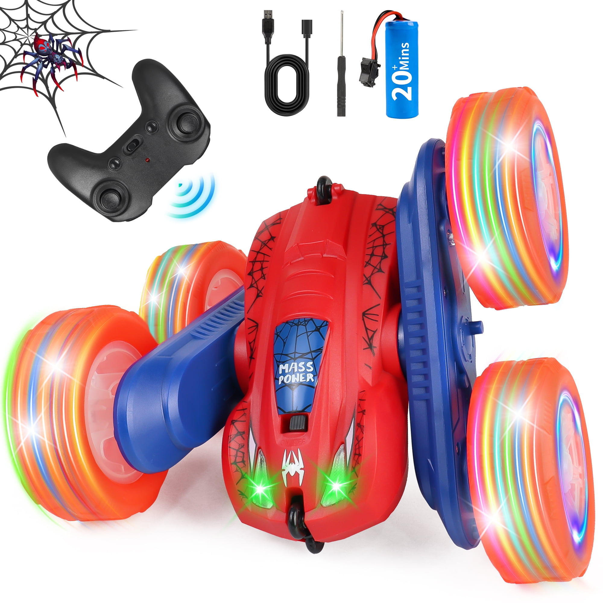 Wisairt Spider RC Stunt Car 4WD Remote Control Car, Double-Sided ...