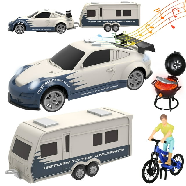 Wisairt Kids Truck Play Travel Set with RV Camper Trailer Vehicle ...