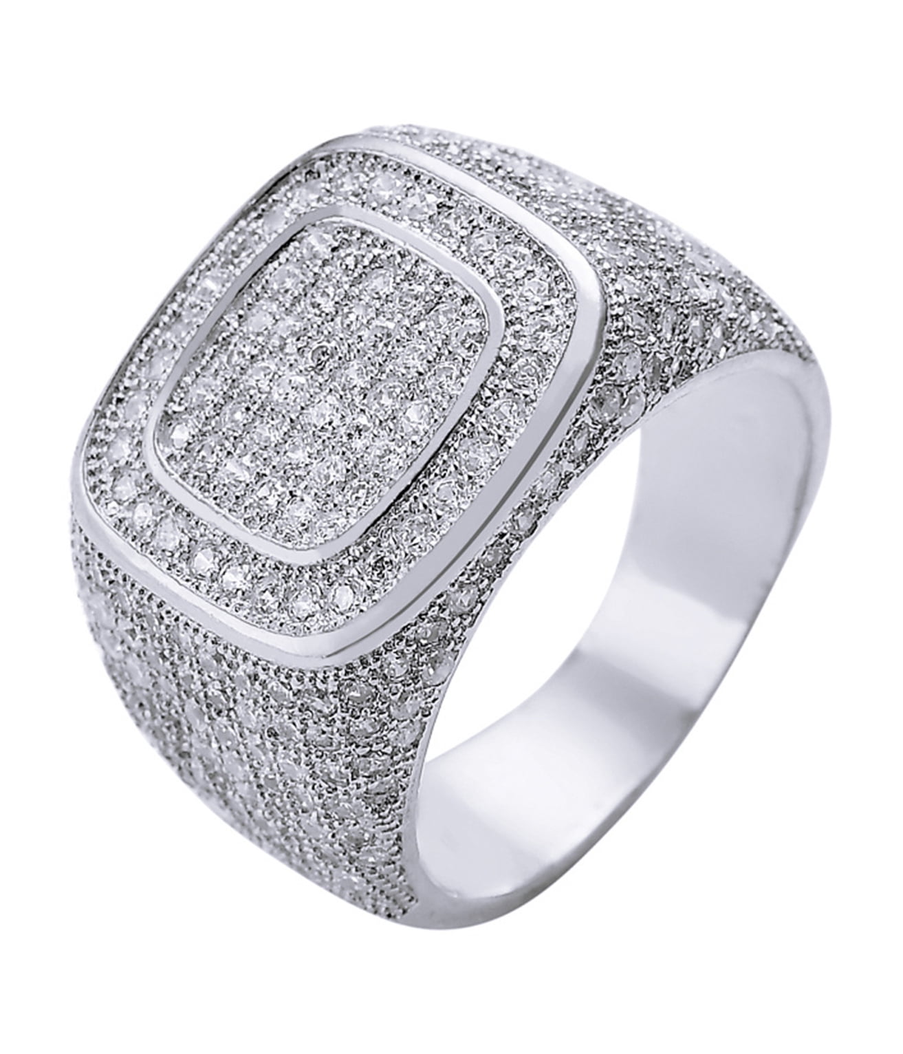 Wisbal 18K Gold Plated Bling Pinky Ring Simulated Diamond Iced Out Ring ...