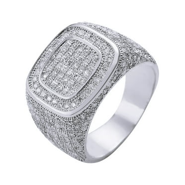 Bling Pinky Ring for Men 18K Gold Plated Simulated Diamond Ring Hip Hop ...