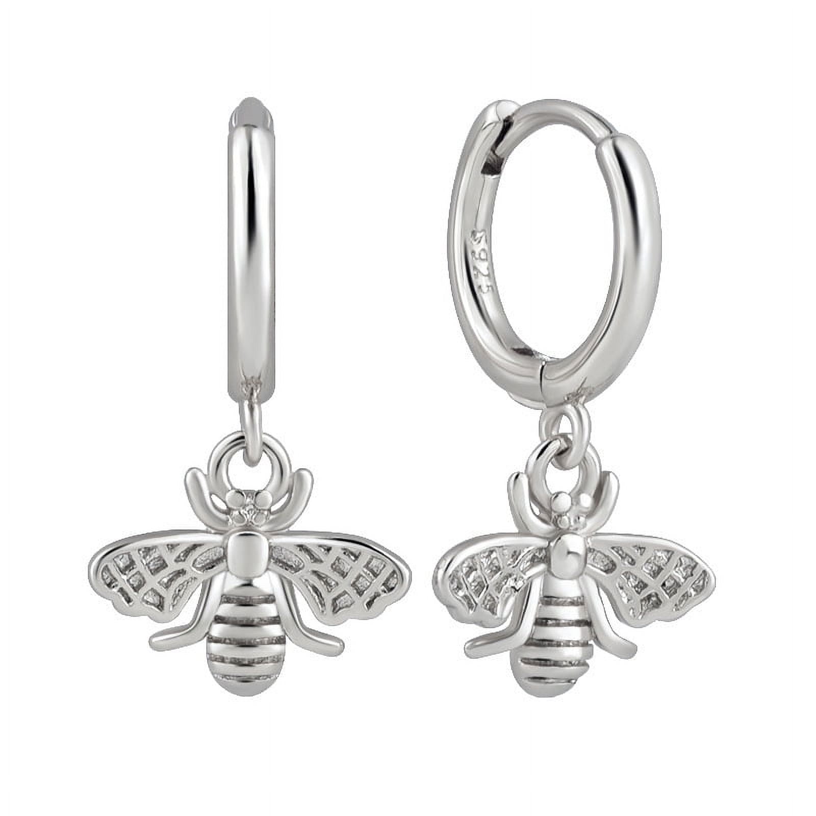 Wisbal Silver Bee Huggie Earrings for Women 925 Sterling Silver ...