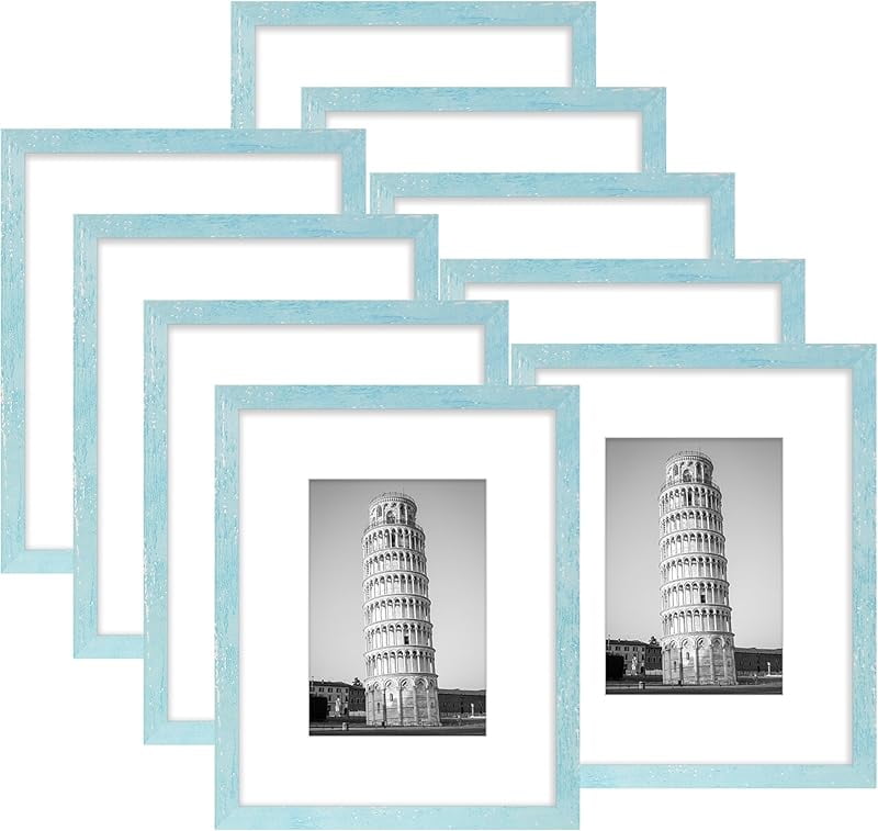 Wiscet 12x12 Picture Frame Set of 9, Gallery Wall Frame Set Display Pictures 8x8 with Mat or 12 ...