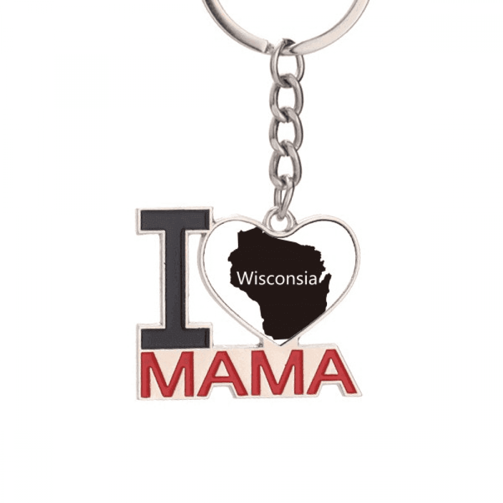 Wisconsin America USA Map Outline Keychain Metal Keyring Holder Love ...