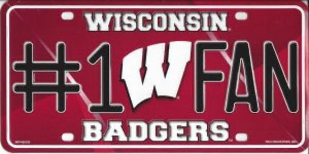 Wisconsin Badgers #1 Fan Metal License Plate - Walmart.com