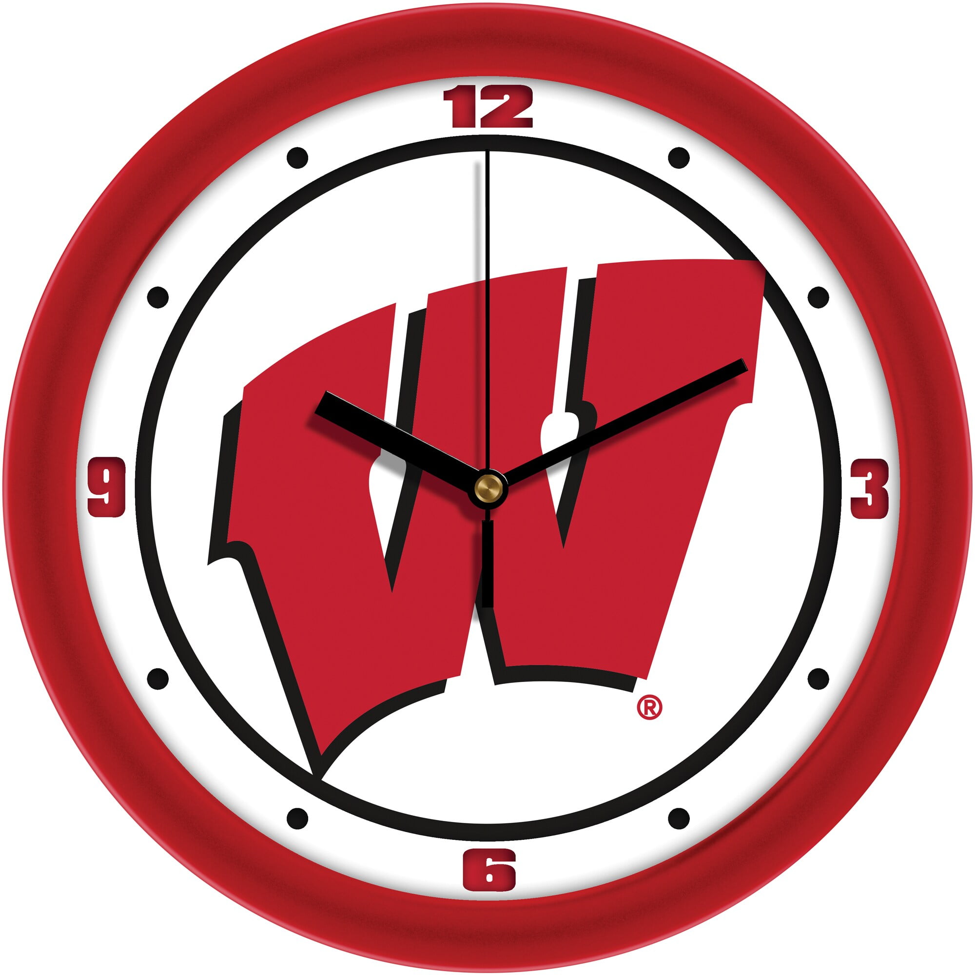 Wisconsin Badgers 11.5'' Suntime Premium Glass Face Traditional Logo ...