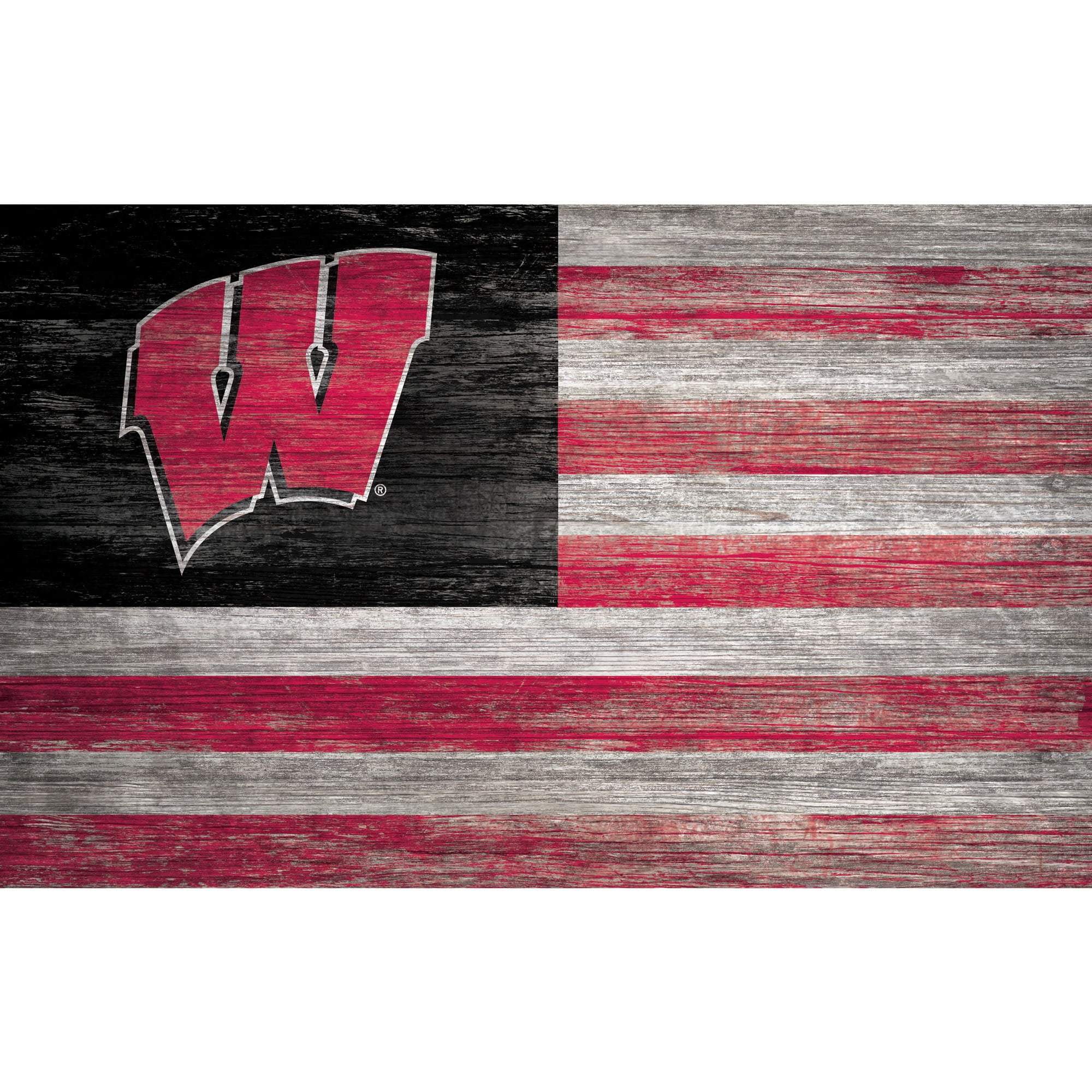 Wisconsin Badgers 11'' x 19'' Distressed Flag Sign - Walmart.com