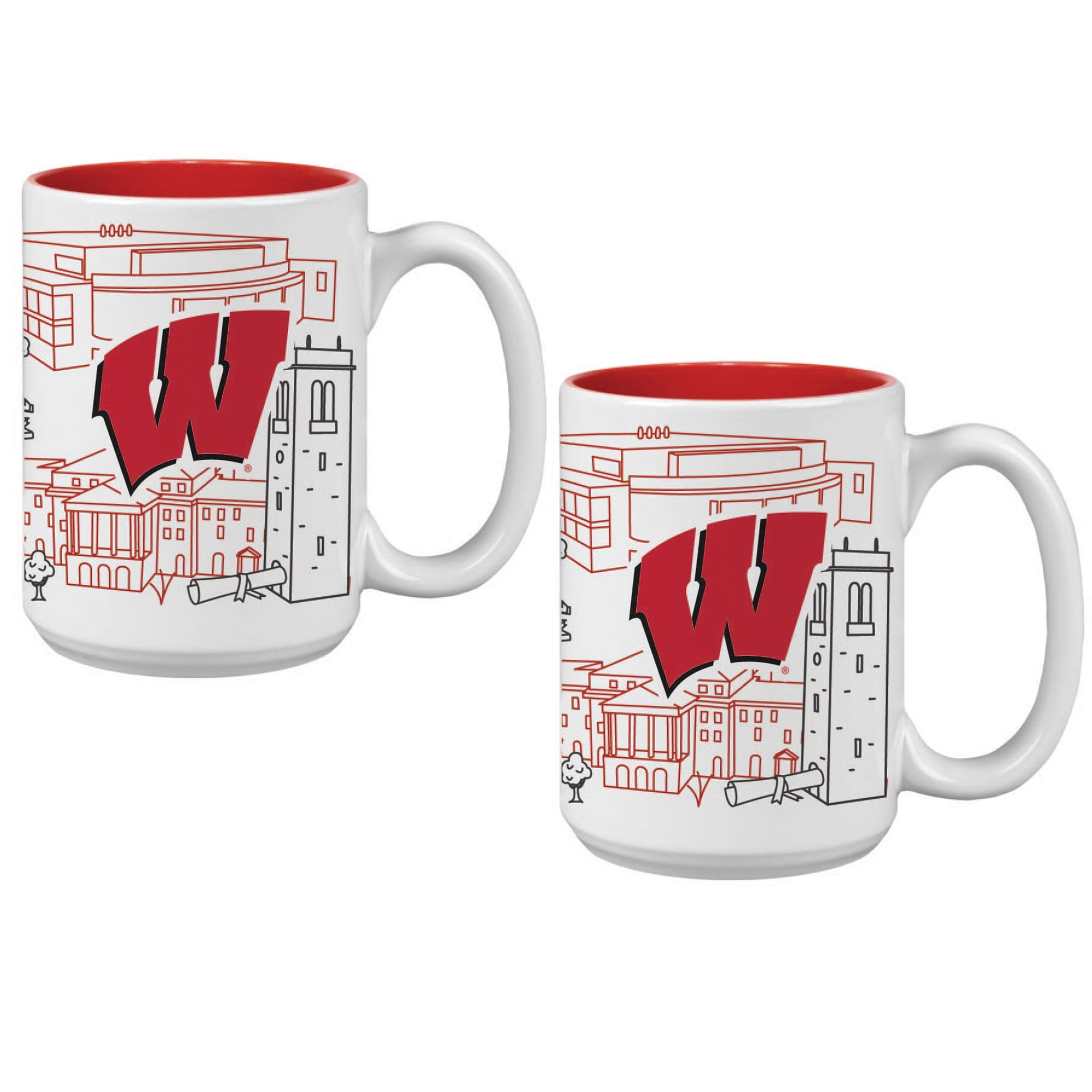 Wisconsin Badgers 15oz. Campus Line Art Coffee Mug Two-Pack - Walmart.com