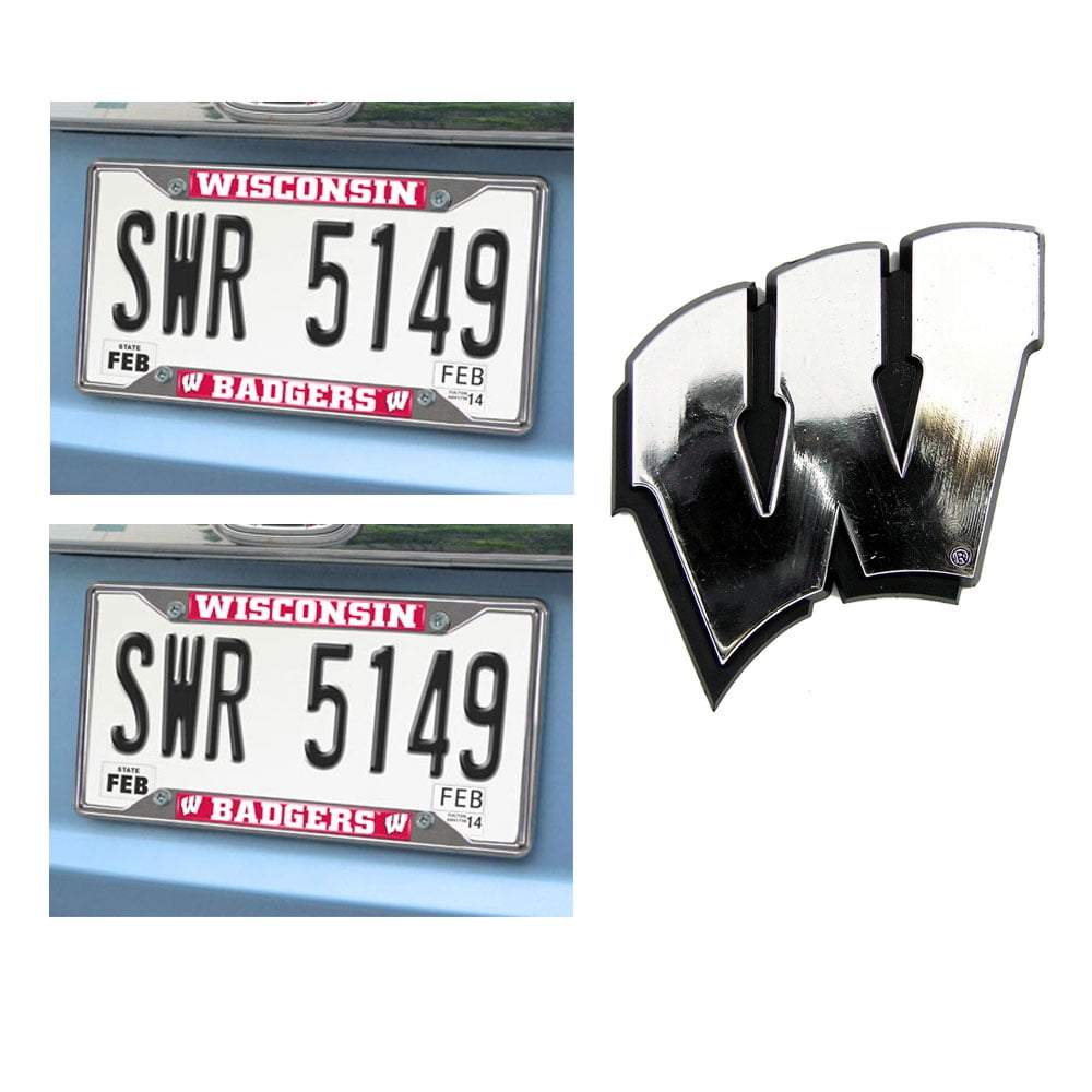 Wisconsin Badgers 2 Chrome Metal License Plate Frames And 1 Chrome ...