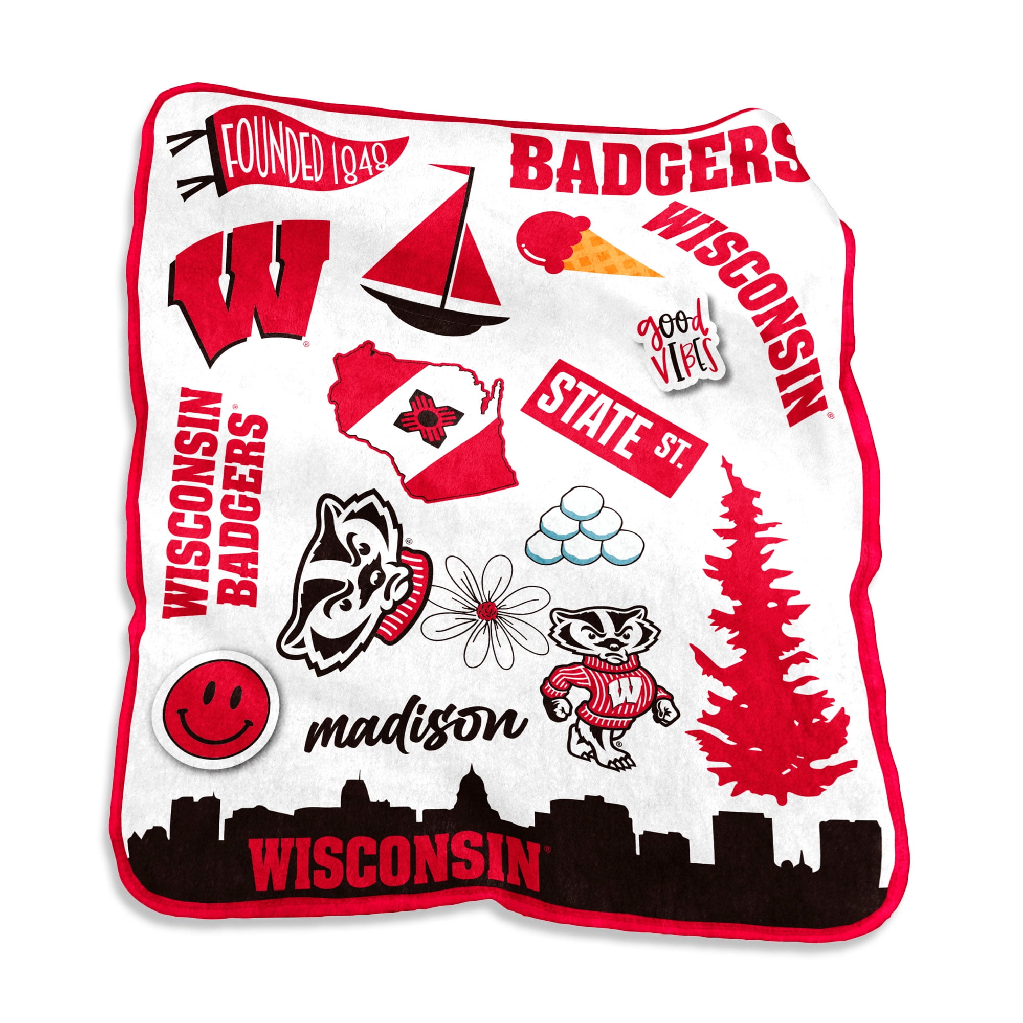 Wisconsin Badgers 50'' x 60'' Native Raschel Plush Throw Blanket ...