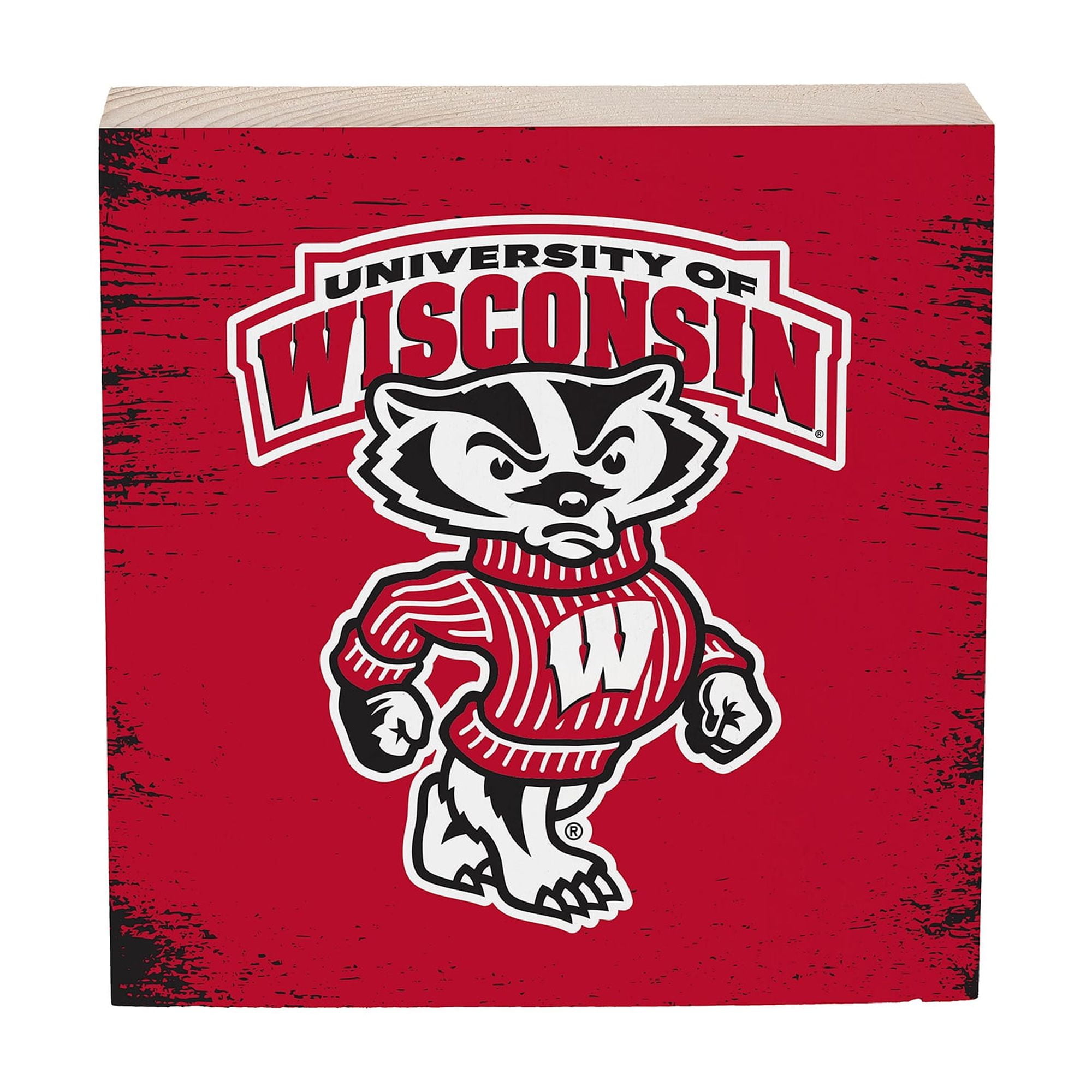 Wisconsin Badgers 6" Square Fan Chant Wood Block Shelf Sign - Walmart.com