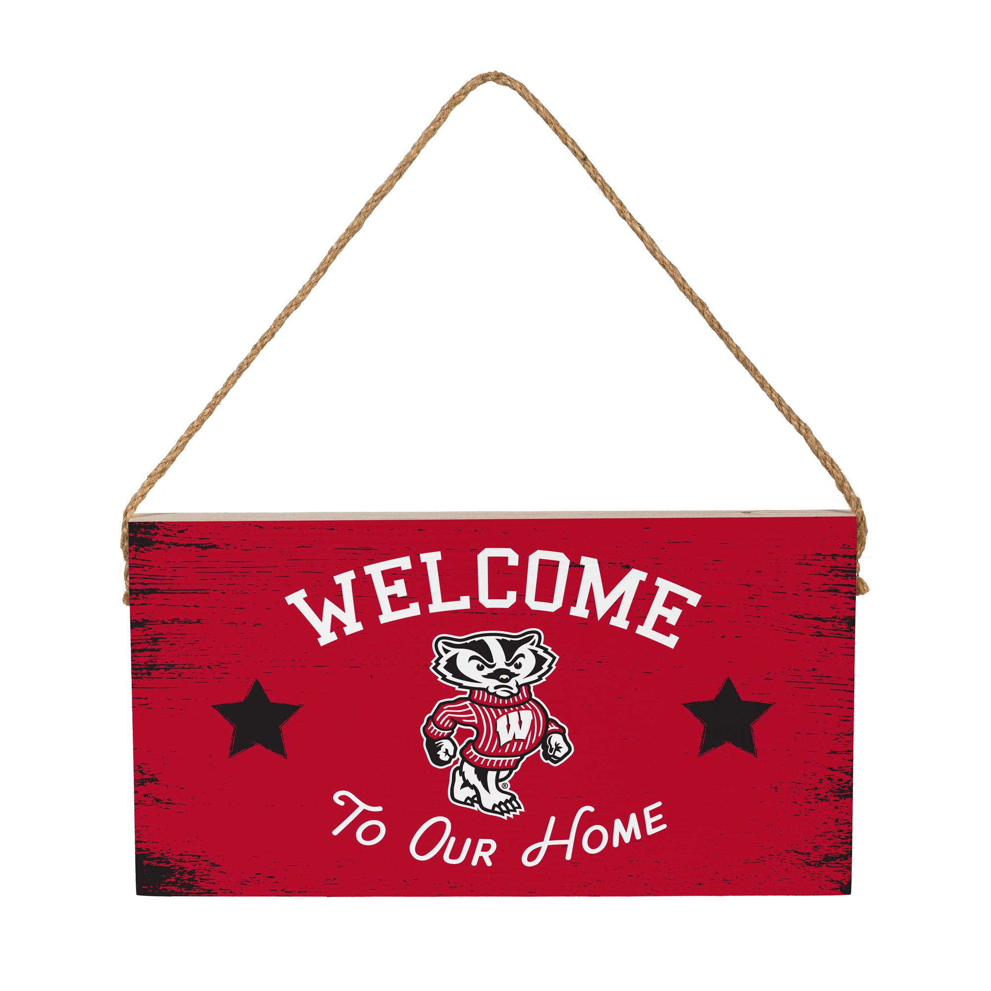 Wisconsin Badgers 6" x 11" Welcome Home Wood Wall Sign with Rope Hanger ...