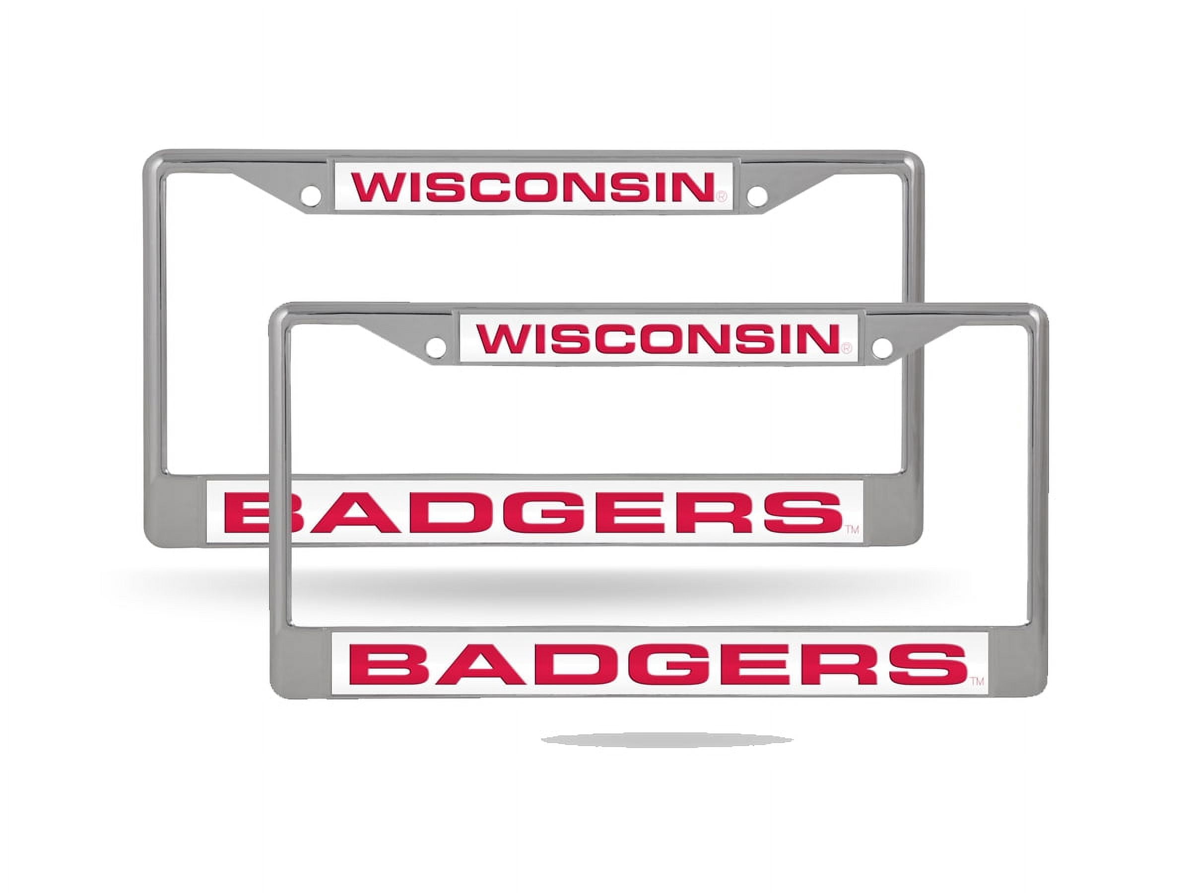 Wisconsin Badgers Chrome Metal Laser Cut License Plate Frame - Set of 2 ...