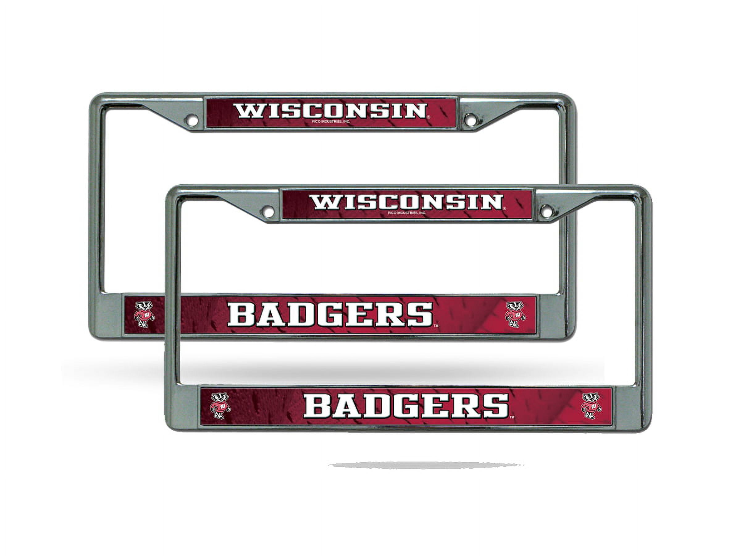 Wisconsin Badgers Chrome Metal License Plate Frame - Set of 2 Frames ...