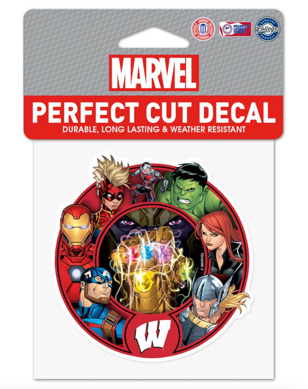 Wisconsin Badgers Marvel Avengers Perfect Cut Decal 4"x4' - Walmart.com