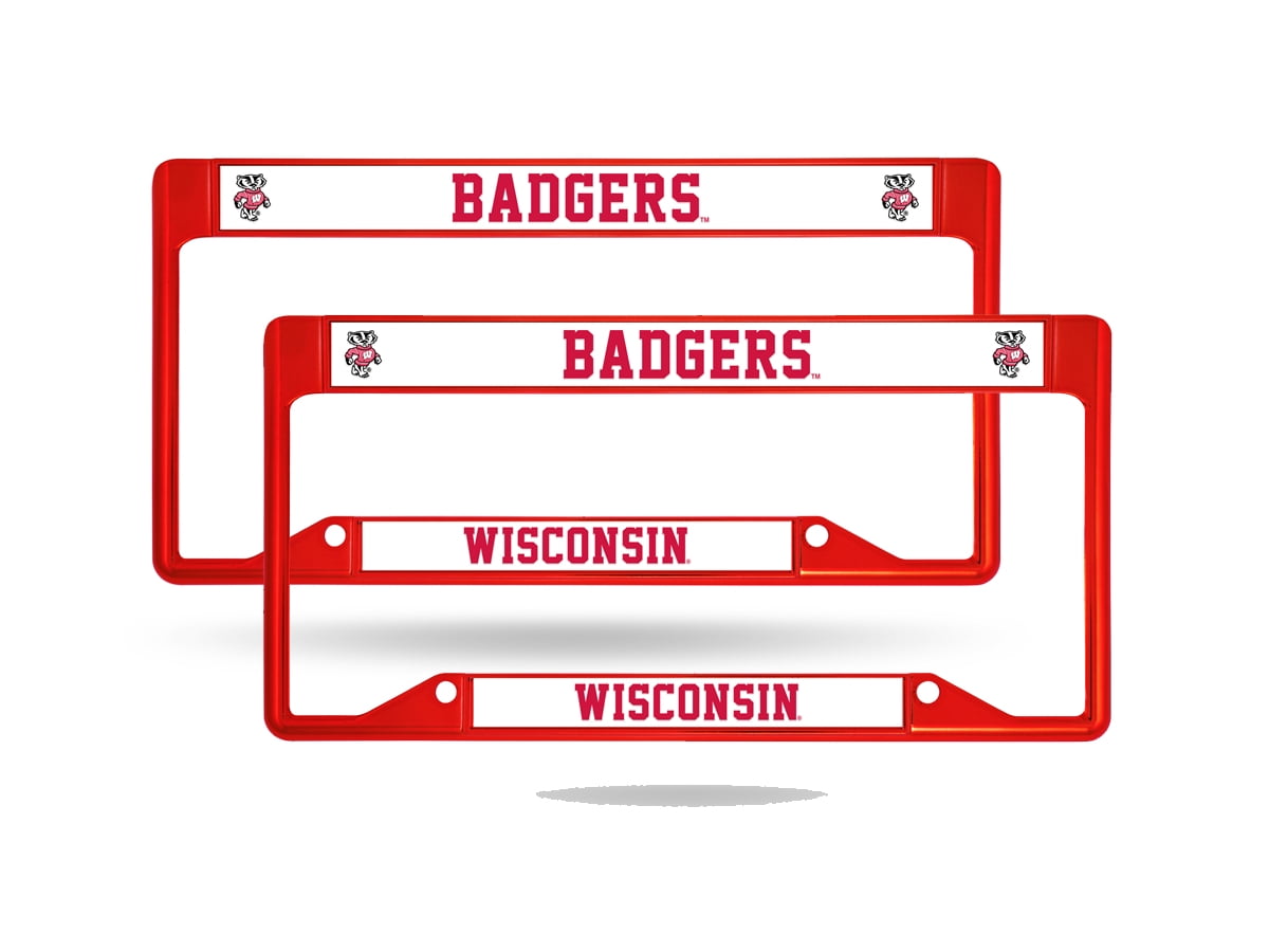 Wisconsin Badgers Red Painted Chrome Metal Inverted (2) License Plate ...