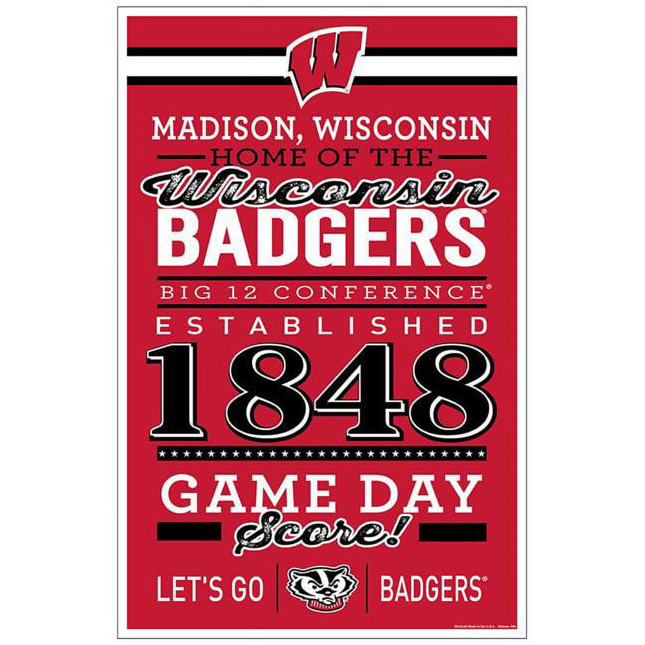 Wisconsin Badgers Wood Sign