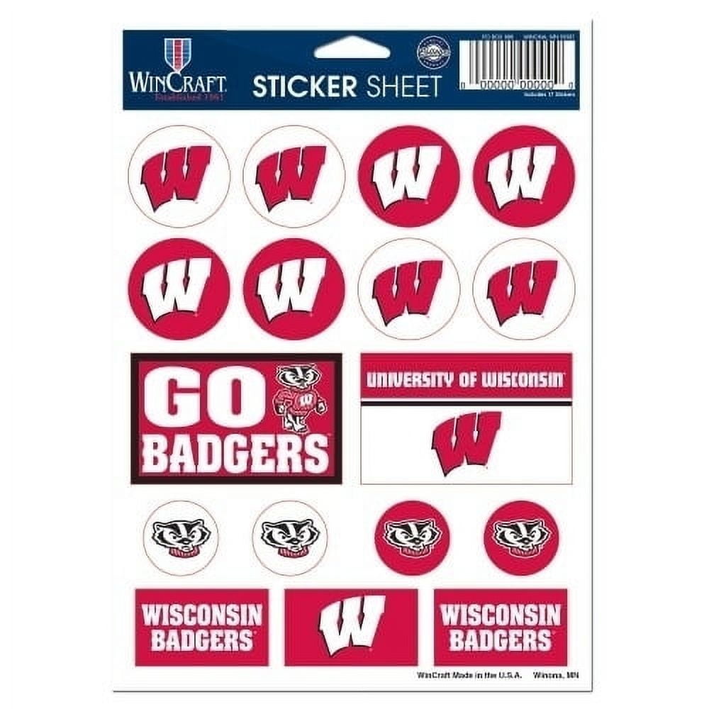 Wisconsin Badgers Vinyl Sticker Sheet 17 Decals 5x7 Inches Free ...