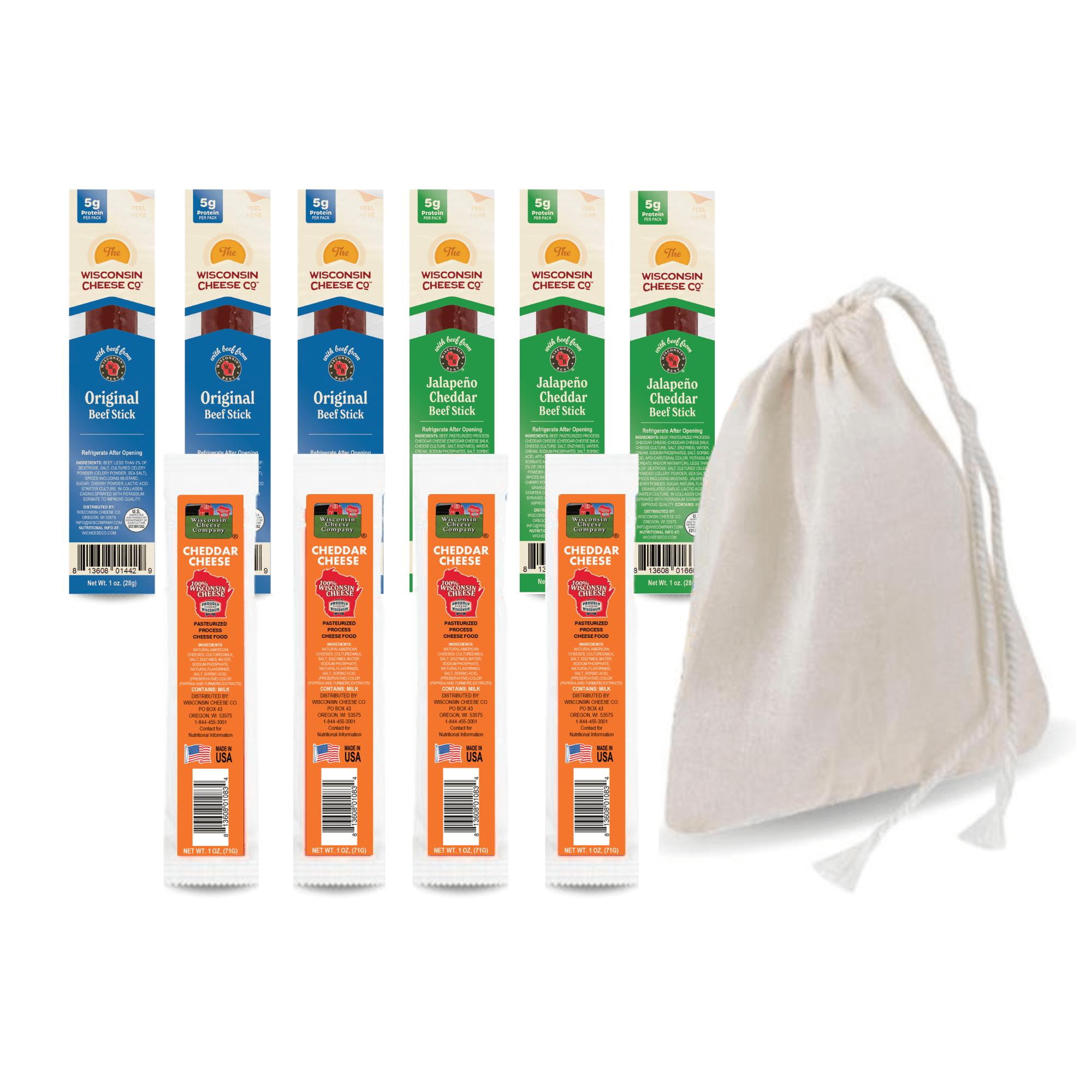 Wisconsin Beef & Cheddar Cheese Snack Variety Pack – High Protein, Low ...