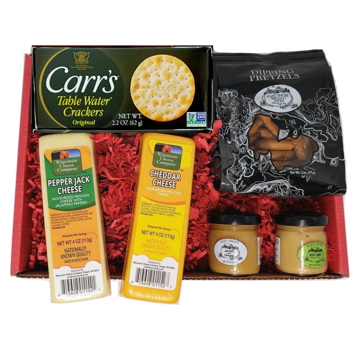 Wisconsin Cheese, Cracker, Mustard & Pretzel Gift Box | A Great ...