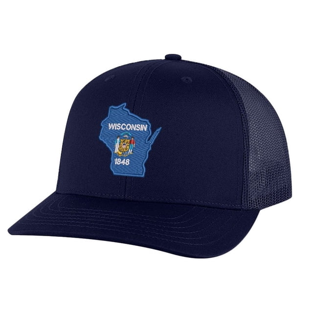 Wisconsin Trucker Hat - Embroidered State Flag Design - Badger State ...