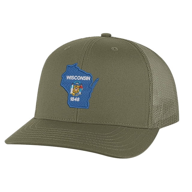 Wisconsin Trucker Hat - Embroidered State Flag Design - Badger State ...