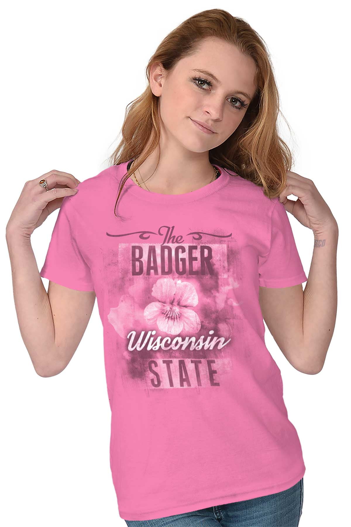 Wisconsin Cute State Flower Souvenir Women's T Shirt Ladies Tee Brisco ...