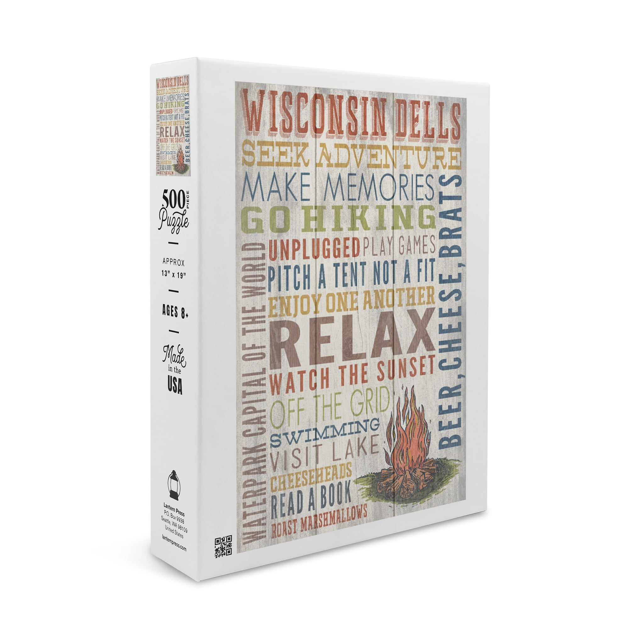 Wisconsin Dells, Wisconsin, Camping Rules, Rustic Typography (19x27 ...