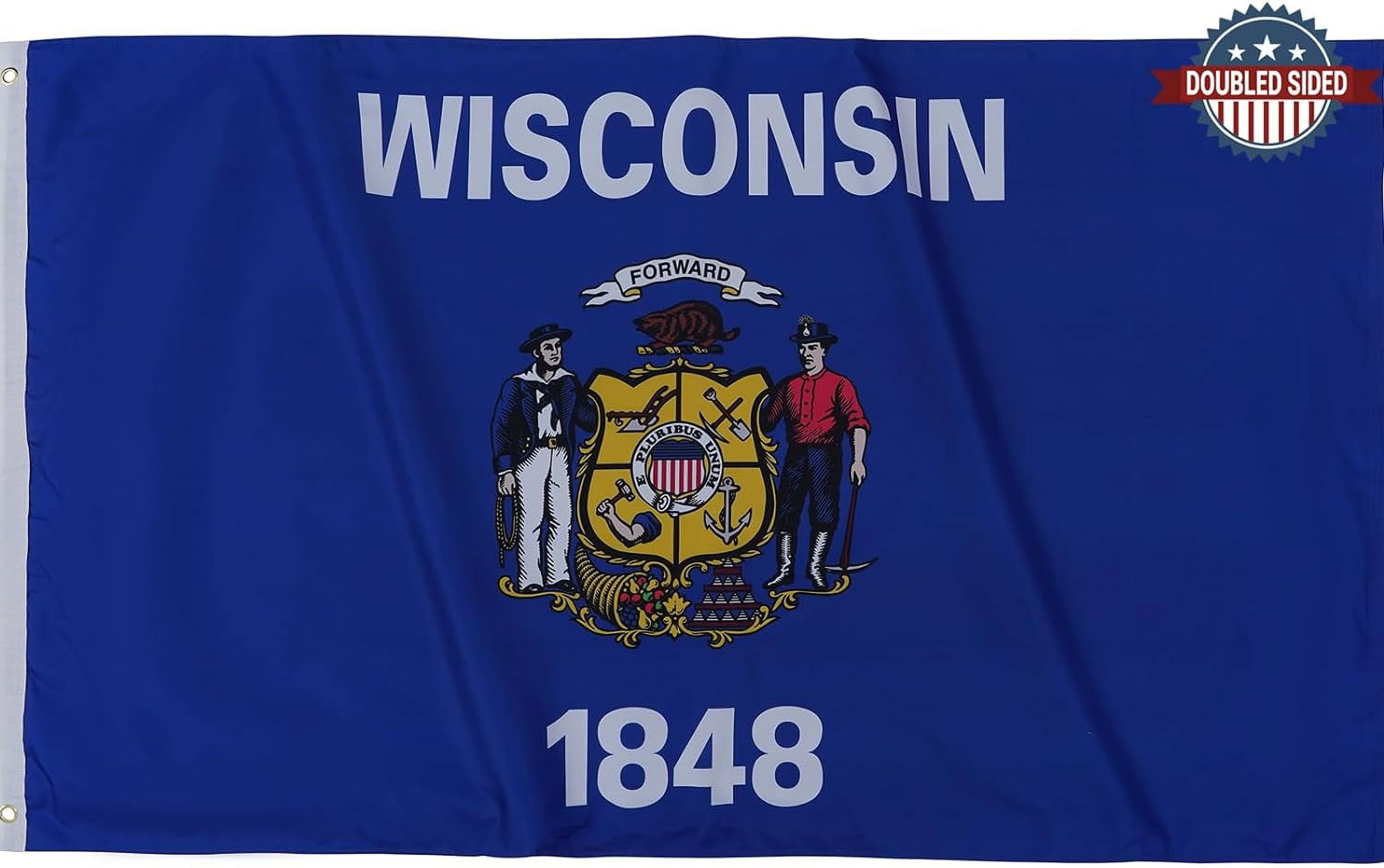 Wisconsin Flag 3x5 feet -Double Sided and 3 Ply WI State Flags Heavy ...