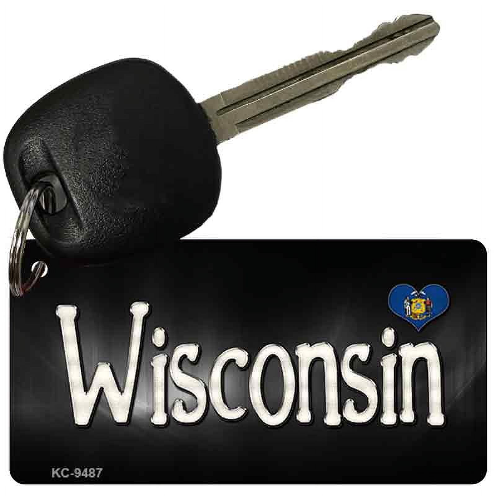 Wisconsin Flag Script Novelty Aluminum Key Chain KC-9487 3" x 1.5" Key ...