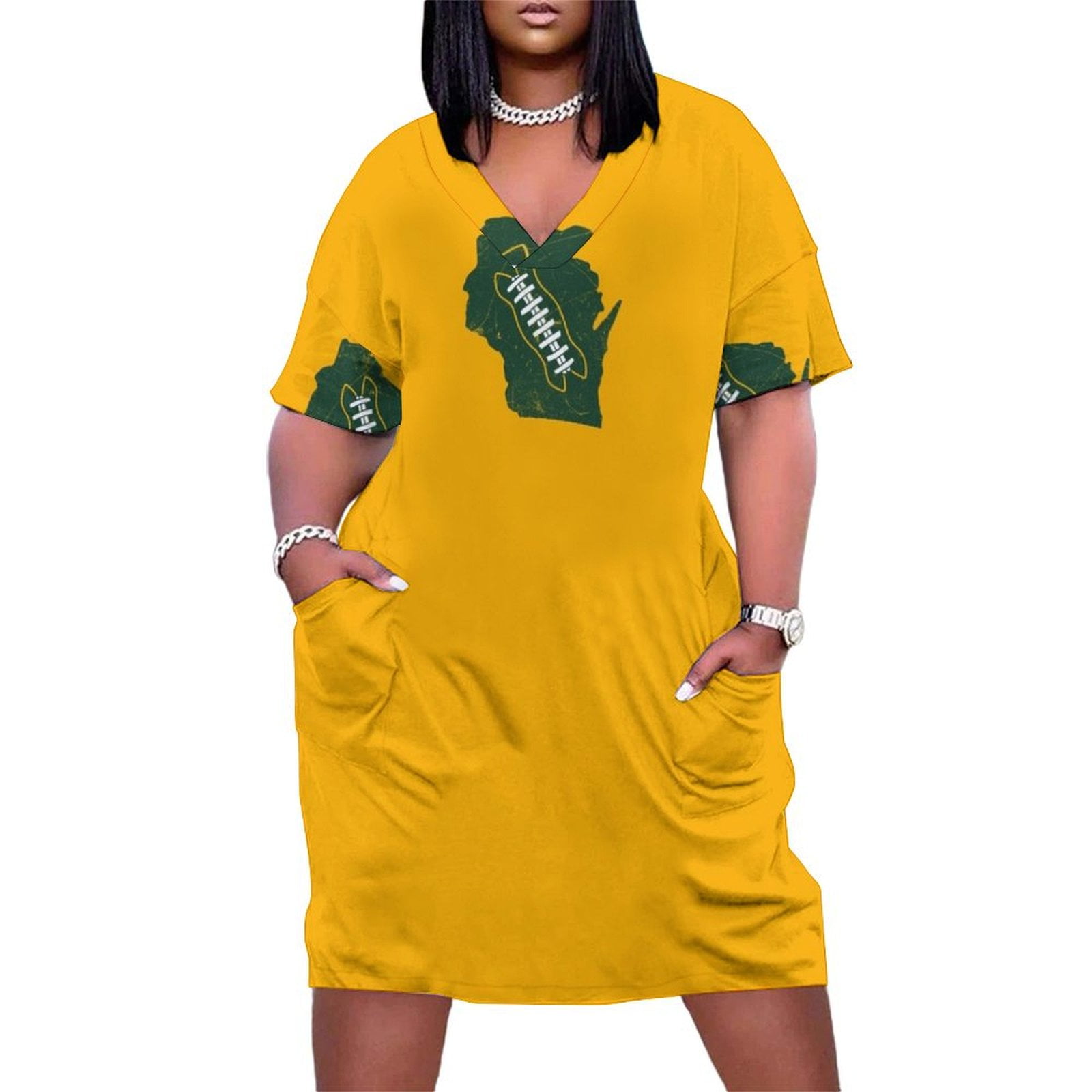 Wisconsin Football Retro - Gold Loose Pocket Dress women dress Female ...