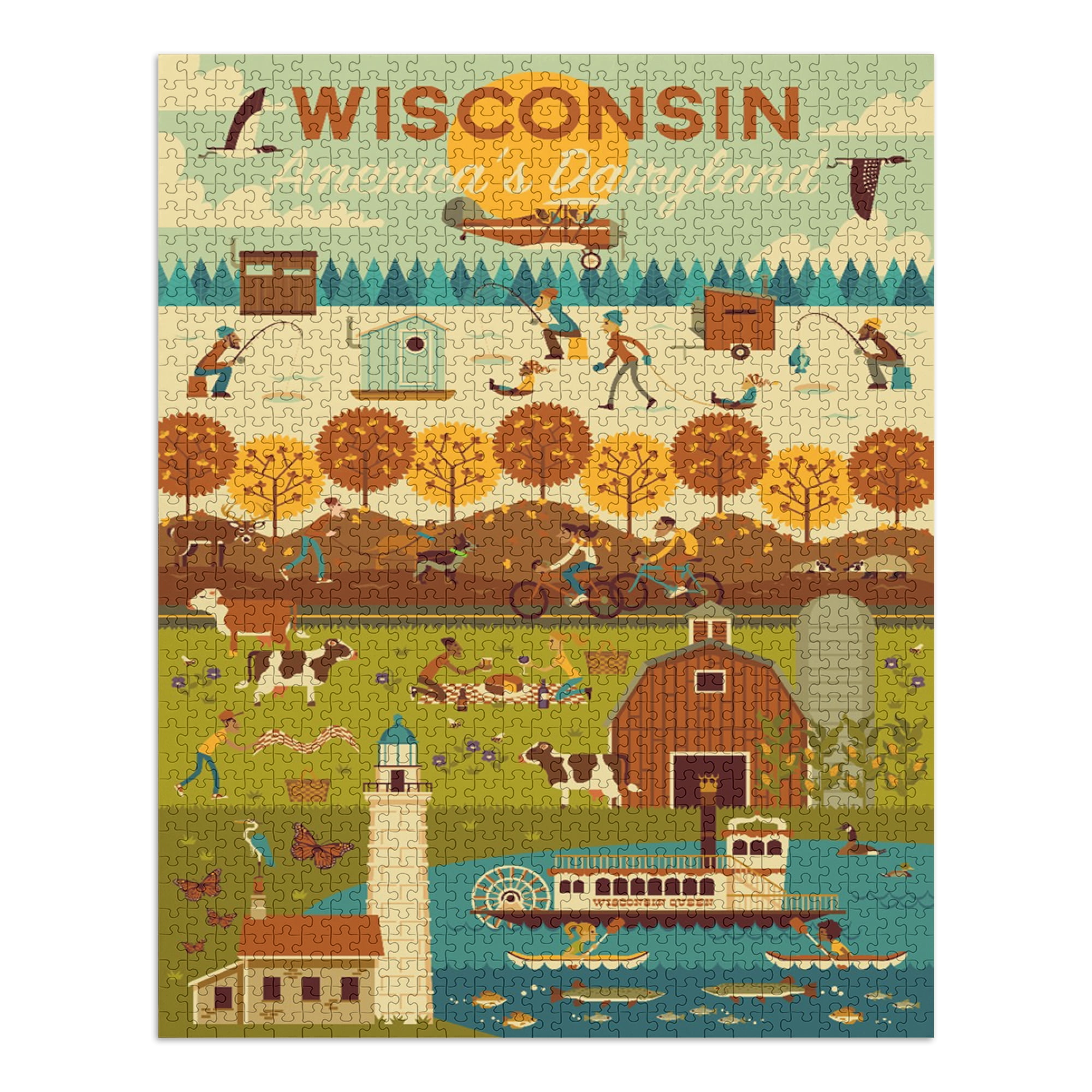 Wisconsin, Geometric (1000 Piece Puzzle, Size 19x27, Challenging Jigsaw ...