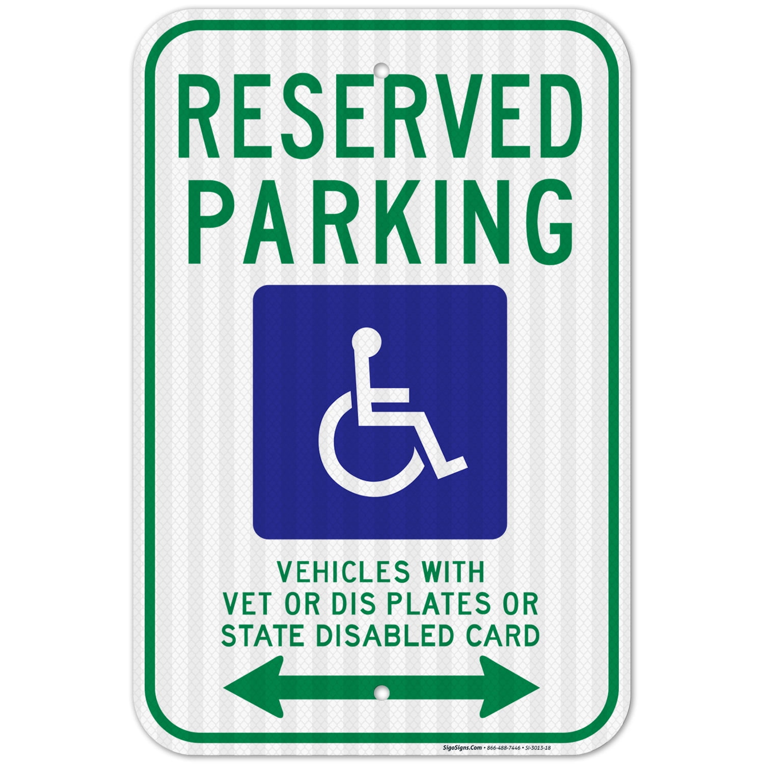 Wisconsin Handicap Parking Sign, Reserved Parking Bidirectional Arrow ...