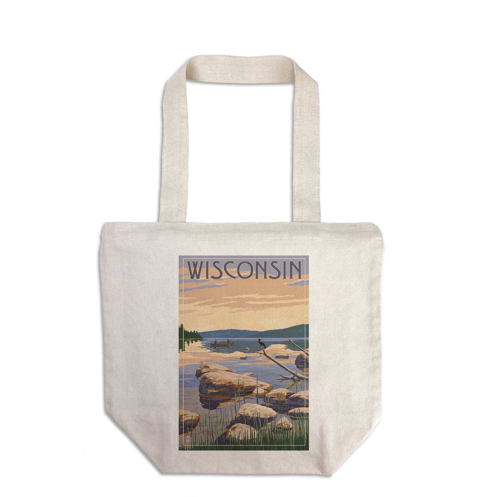 Wisconsin, Lake Sunrise Scene (100% Cotton Canvas Reusable Tote Bag ...
