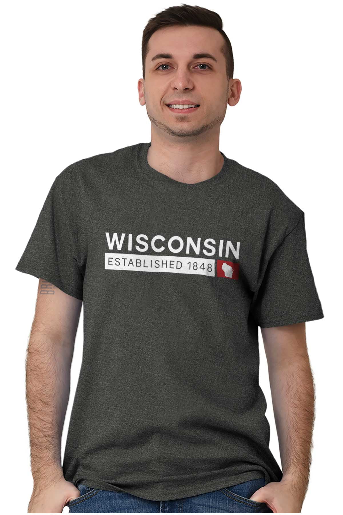 Wisconsin Map State Shape Established Unisex Plus Size Graphic Tee ...