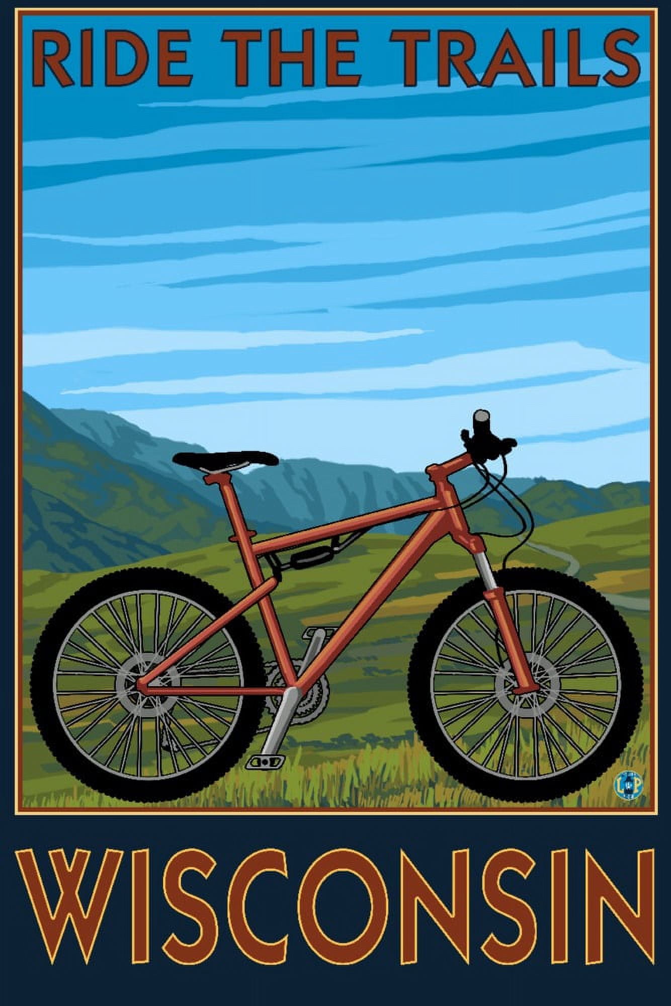 Wisconsin, Mountain Bike Scene, Ride the Trails (16x24 Giclee Gallery ...