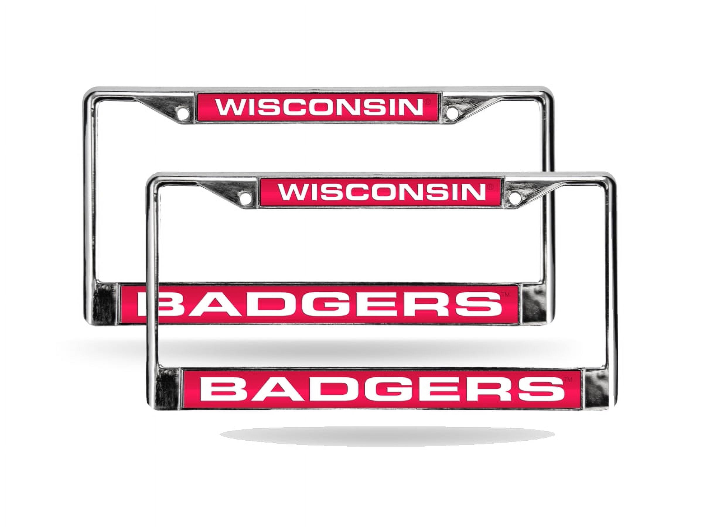 Wisconsin NCAA Badgers Chrome Metal (Set of 2) Laser Cut License Plate ...