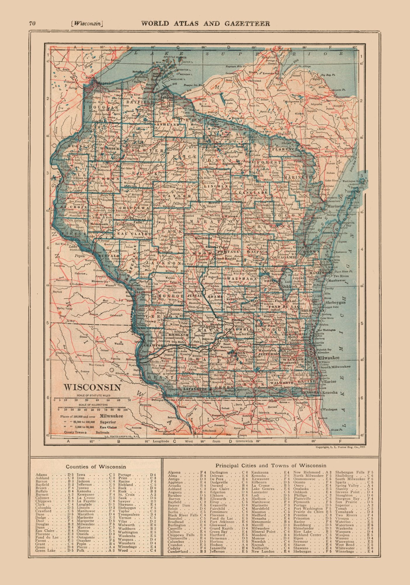 Wisconsin - Poates 1921 - 23.00 x 32.77 - Glossy Satin Paper - Walmart.com