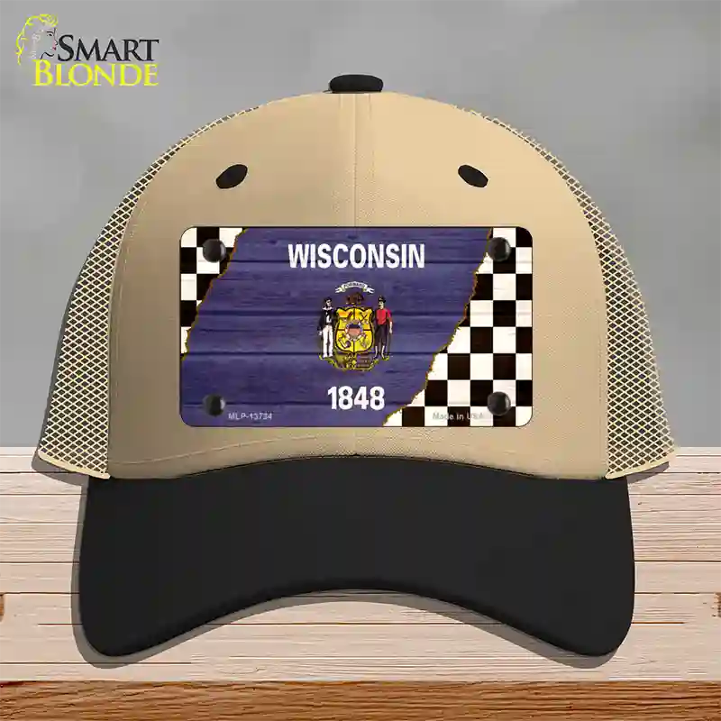 Wisconsin Racing Flag Novelty License Plate Hat Tag Mesh Khaki|Black ...