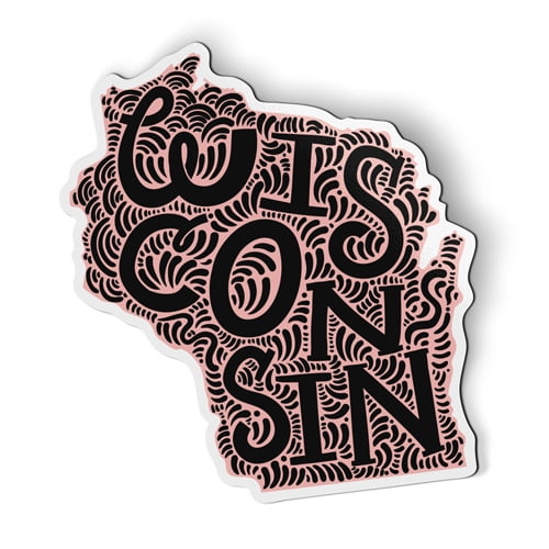 Wisconsin Shape Cute Letters Native Local - 5.5" Magnet for Car Locker ...