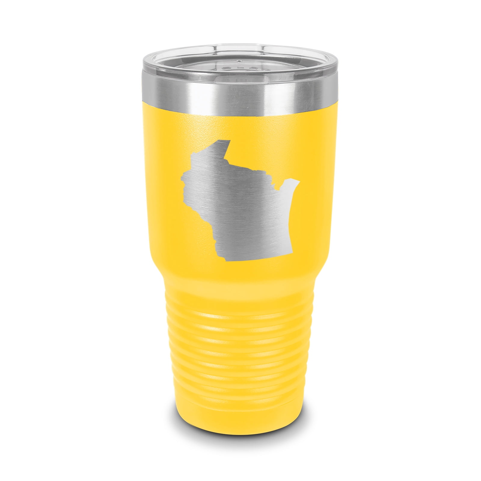 Wisconsin Shaped Tumbler 30 oz - Laser Engraved w/ Clear Lid ...