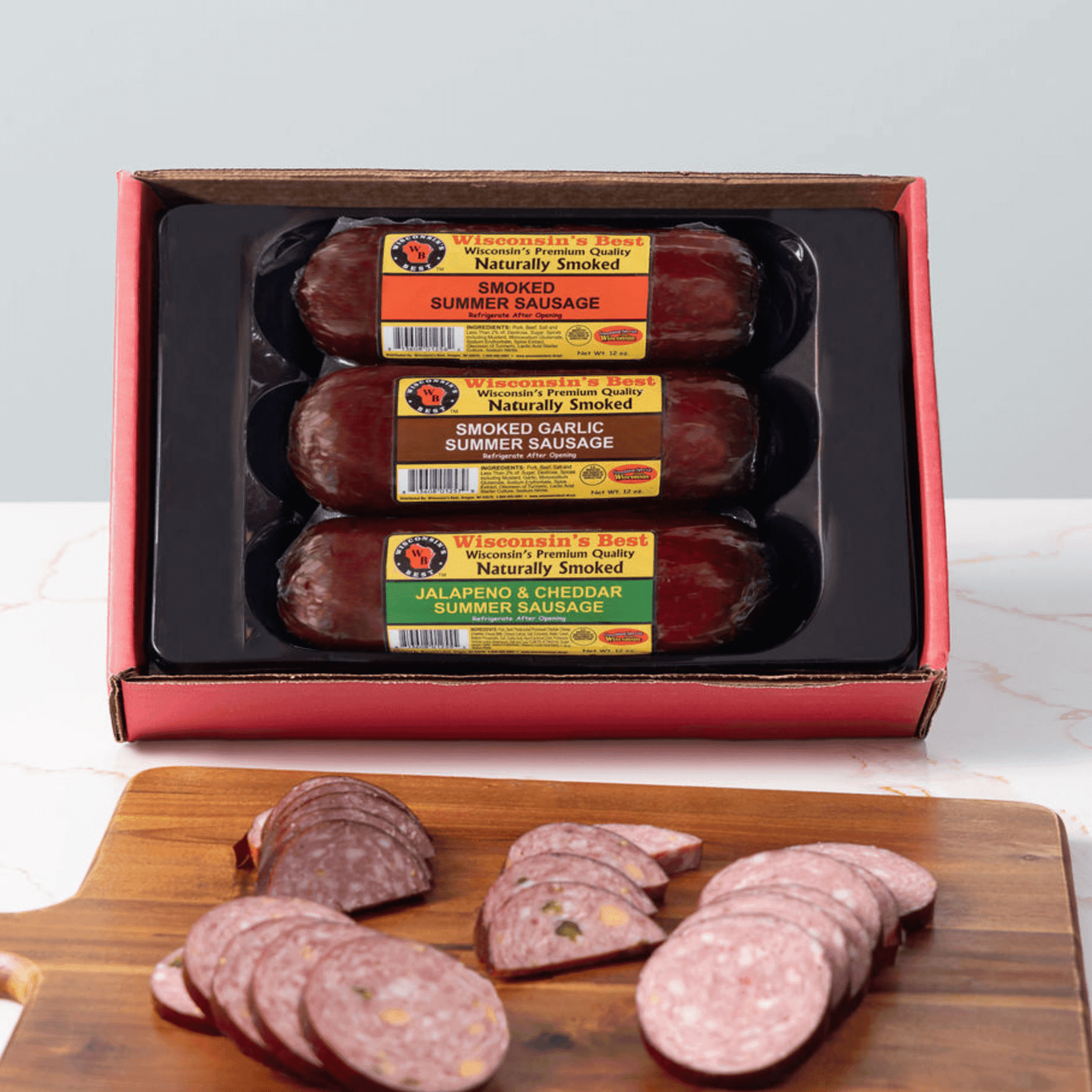 WISCONSIN'S BEST Summer Sausage Sampler, Meat Gift Box (Pack of 3-12oz ...