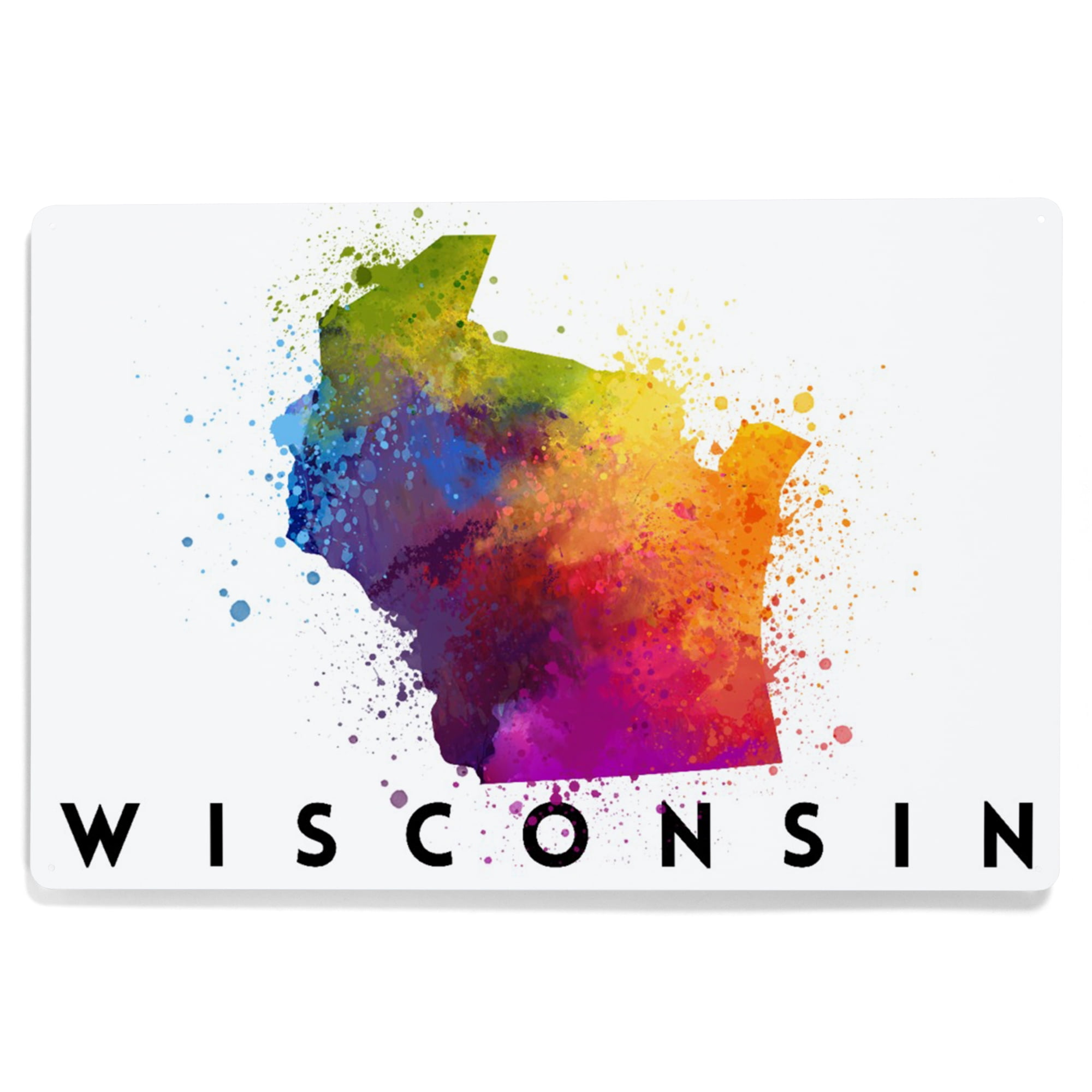Wisconsin, State Abstract Watercolor (12x18 Aluminum Art, Indoor ...