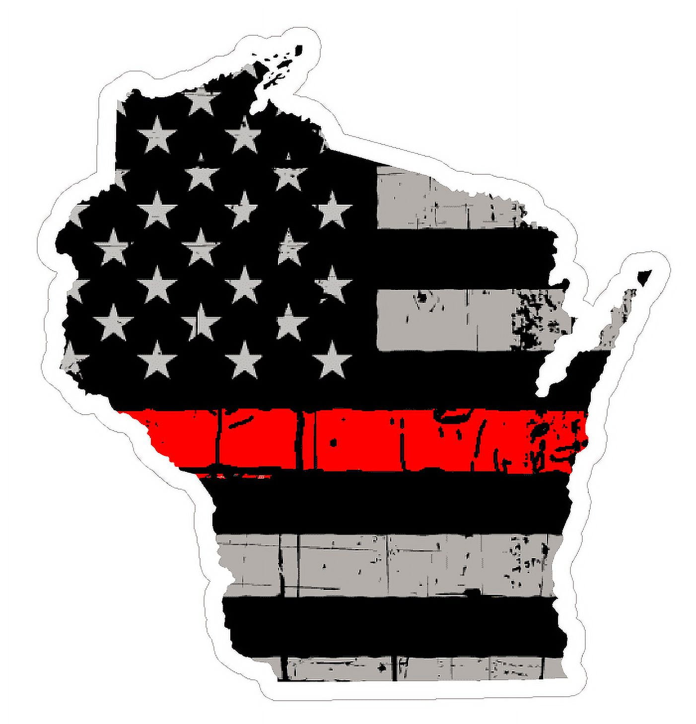 Wisconsin State (C49) Thin Red Line Vinyl Decal Sticker Car/Truck ...