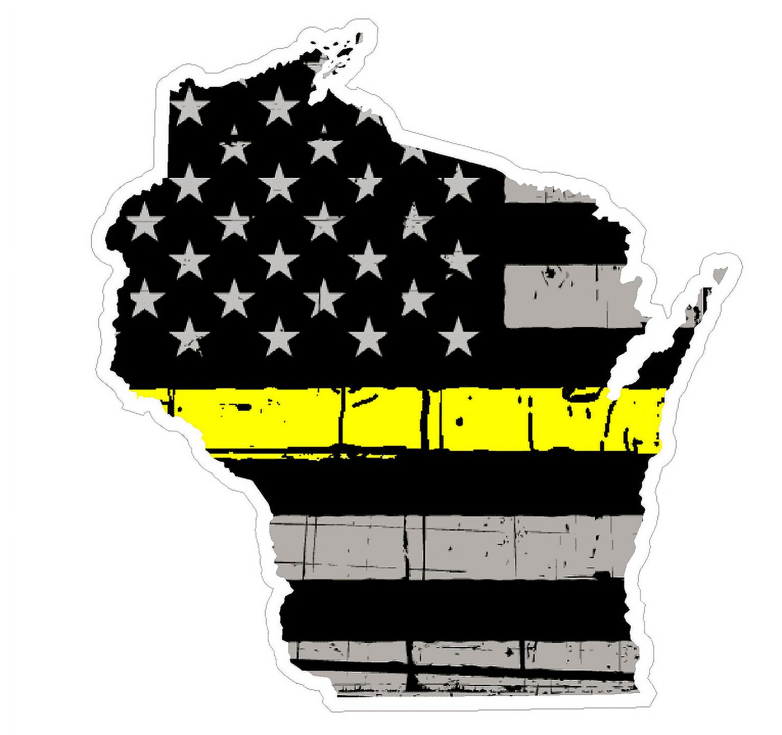Wisconsin State (E49) Thin Yellow Line Dispatch Vinyl Decal Sticker Car ...