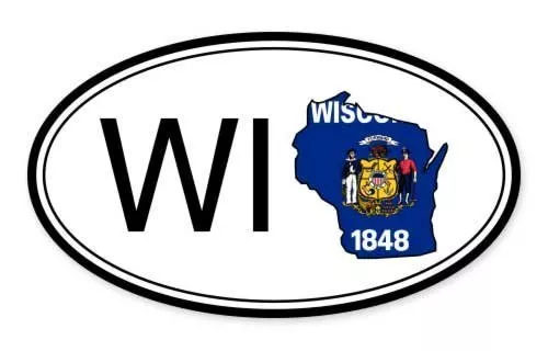 Wisconsin State Flag Oval Car Sticker Phone Decal Water Bottle Stickers ...