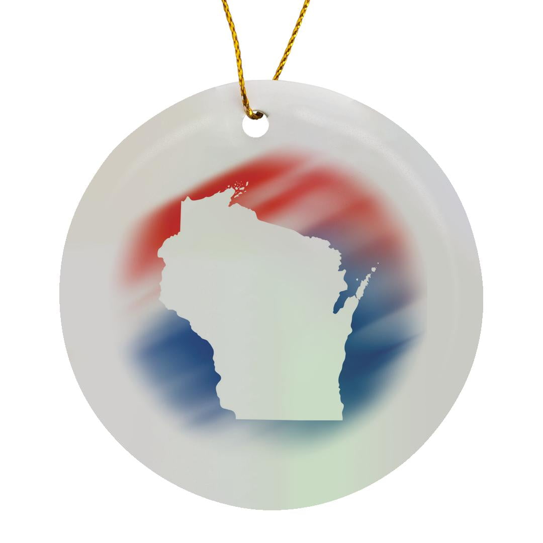 3drose, Wisconsin State in White on a Red, White, and Blue Background ...