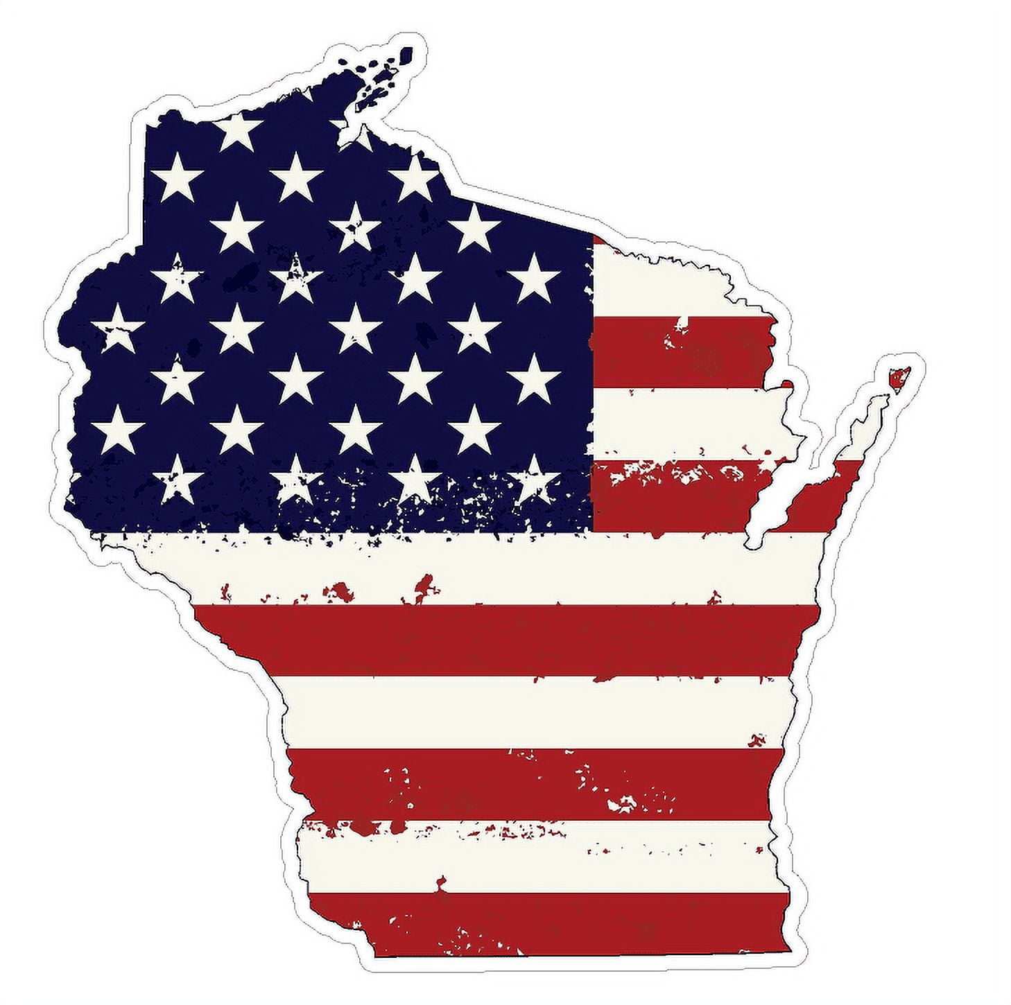 Wisconsin State (J49) USA Flag Distressed Vinyl Decal Sticker Car/Truck ...
